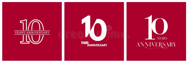 10 Years Anniversary Set of Vector Icons, Logo. Design Element with ...