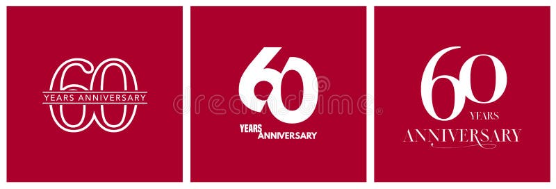 60 Years Anniversary Set of Vector Icons, Logo. Design Element with ...