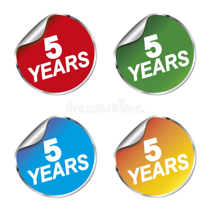 5 Years Anniversary Sticker Stock Vector - Illustration of certificate ...