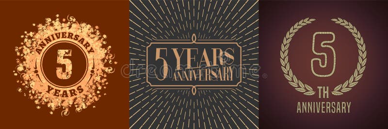 5 Years Anniversary Vector Icon, Logo Set Stock Vector - Illustration ...