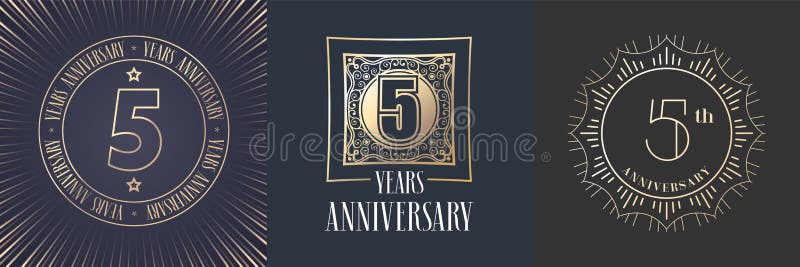 5 Years Anniversary Vector Icon, Logo Set Stock Vector - Illustration ...
