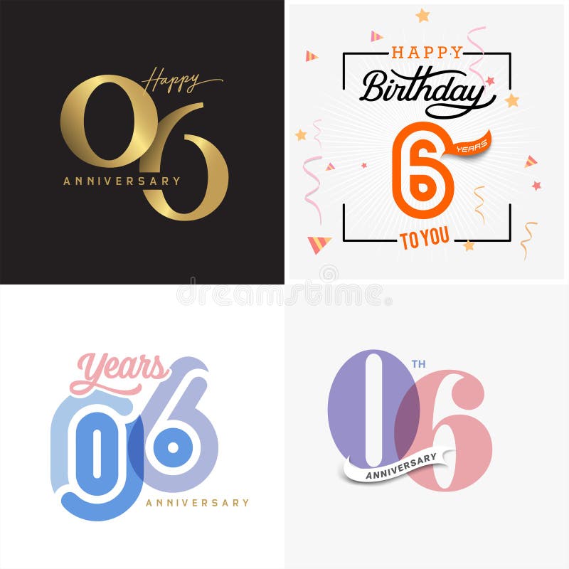 6 Years Anniversary Vector Number Icon, Birthday, Anniversary Design ...