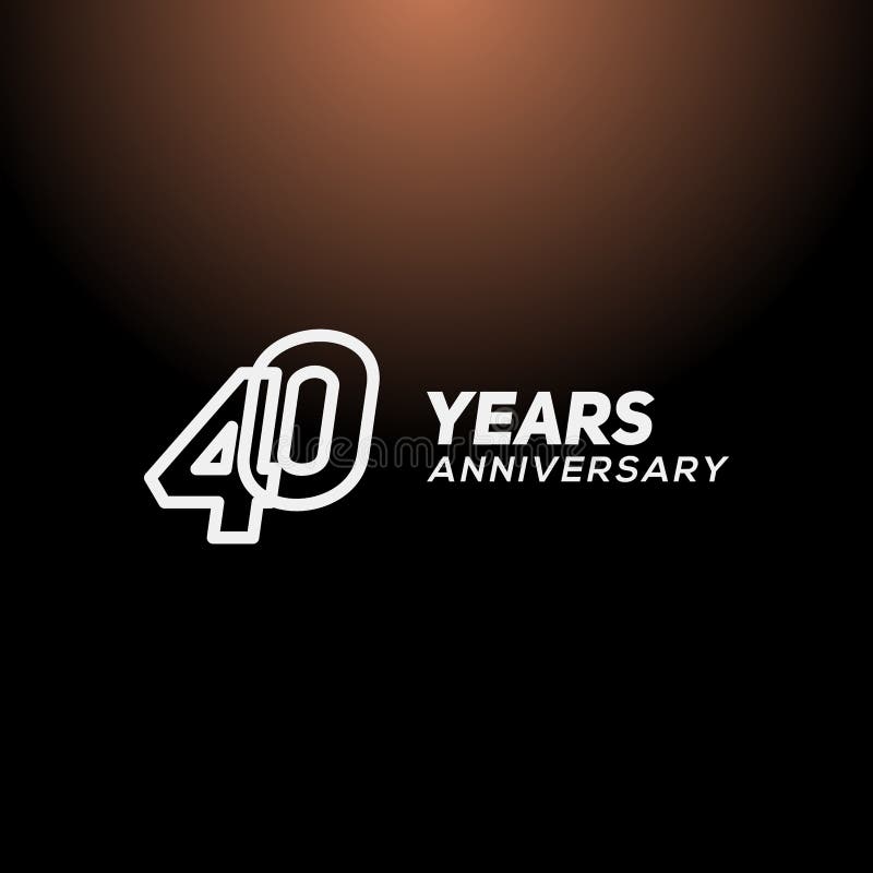 40 Years Anniversary White Line Number Vector Design Stock Vector ...
