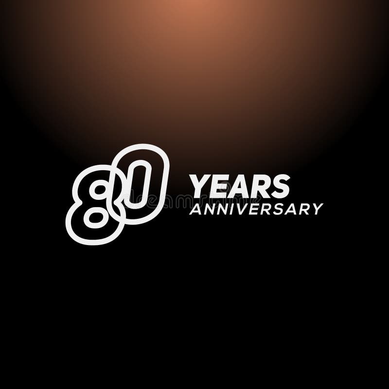80 Years Anniversary White Line Number Vector Design Stock Vector ...
