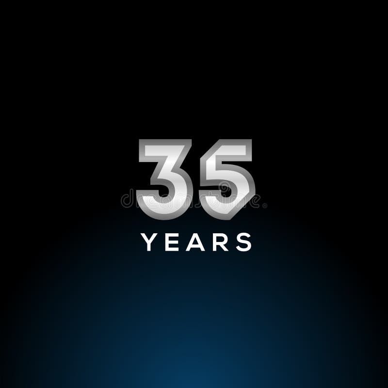 35 Years Anniversary White Number Vector Design Stock Vector ...