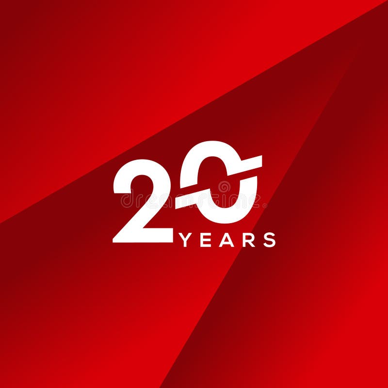 20 Years Anniversary White Red Elegant Design Stock Vector ...