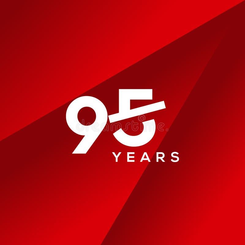 95 Years Anniversary White Red Elegant Design Stock Vector ...