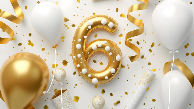 6 Years Birthday Party Balloons Design Stock Illustration ...