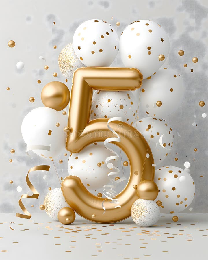 5 Years Birthday Party Balloons Design Stock Illustration ...