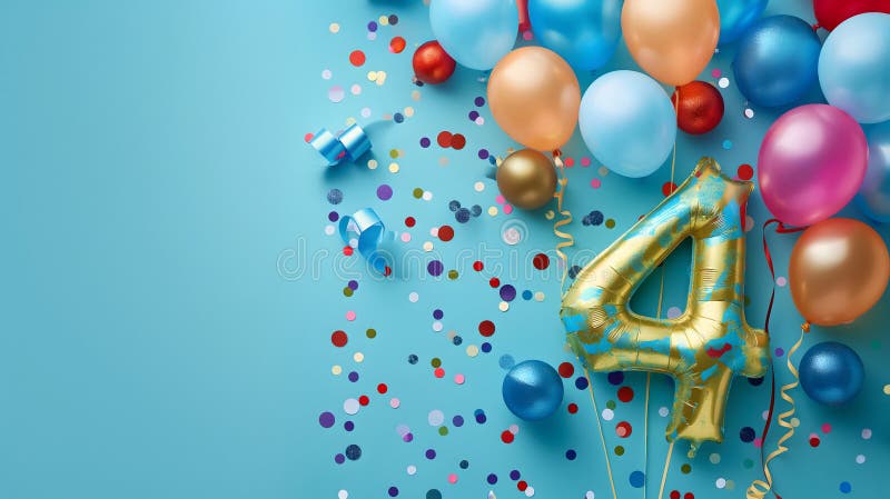 4 Years Birthday Party Balloons Design Stock Illustration ...