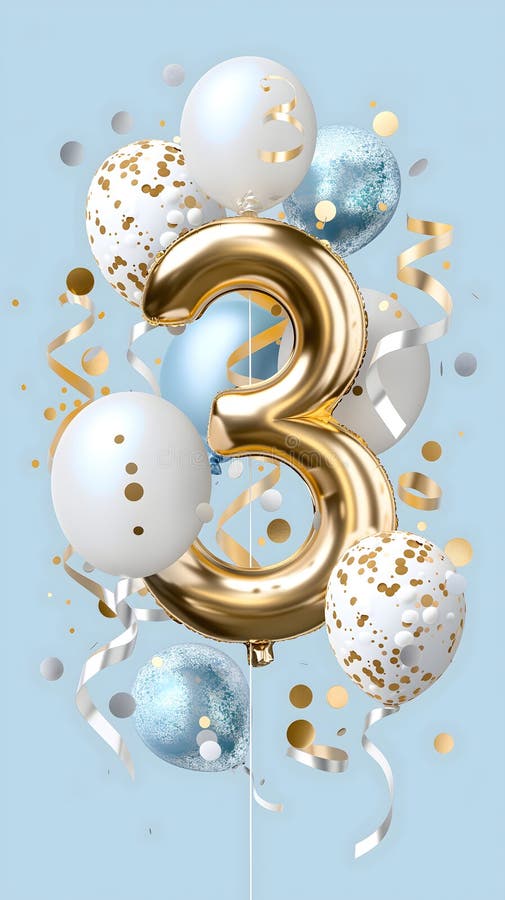 3 Years Birthday Party Balloons Design Stock Illustration ...