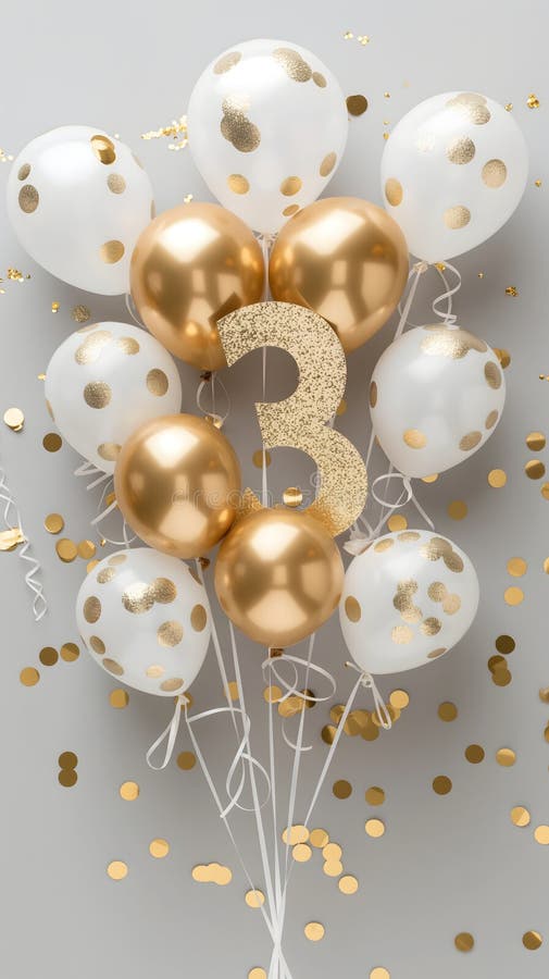 3 Years Birthday Party Balloons Design Stock Illustration ...