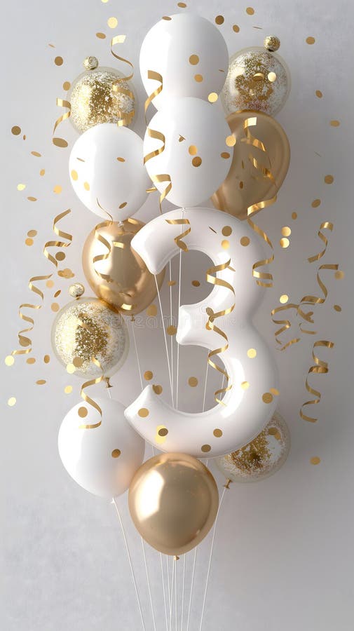 3 Years Birthday Party Balloons Design Stock Illustration ...