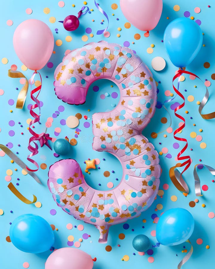 3 Years Birthday Party Balloons Design Stock Illustration ...