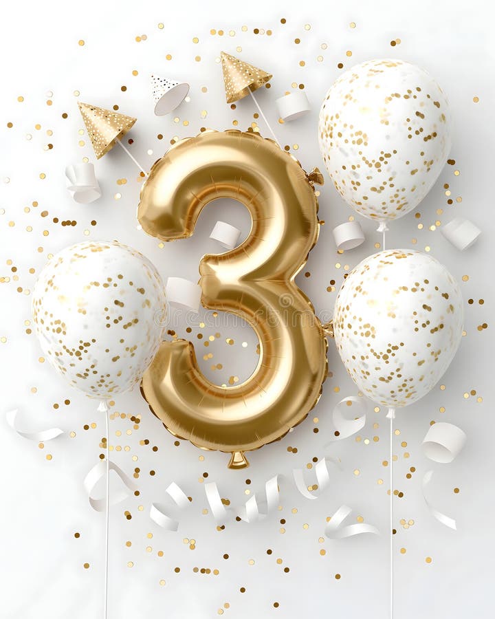 3 Years Birthday Party Balloons Design Stock Illustration ...