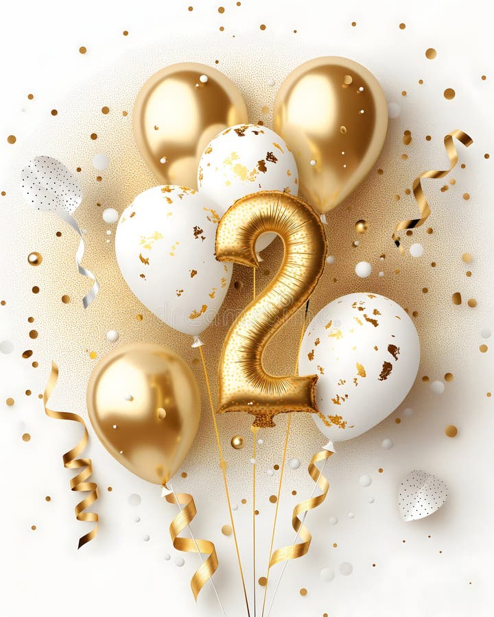 Number 2 Birthday Balloons Design Stock Illustration - Illustration of ...