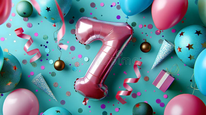7 Years Birthday Party Balloons Design Stock Illustration ...