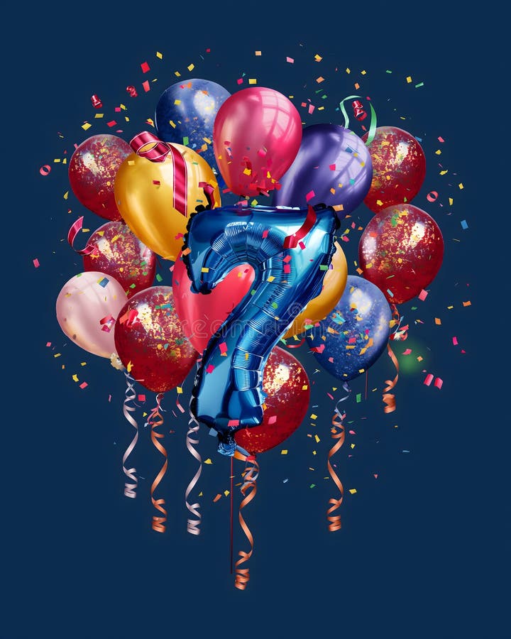 7 Years Birthday Party Balloons Design Stock Illustration ...