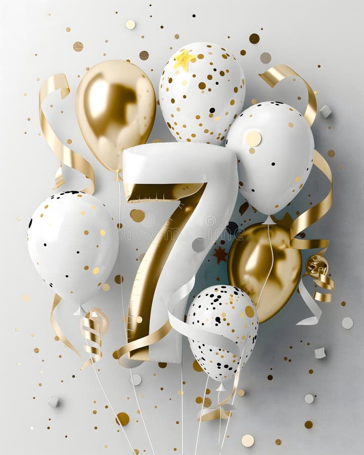 7 Years Birthday Party Balloons Design Stock Illustration ...
