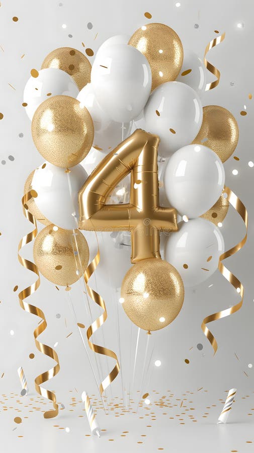 4 Years Birthday Party Balloons Design Stock Illustration ...