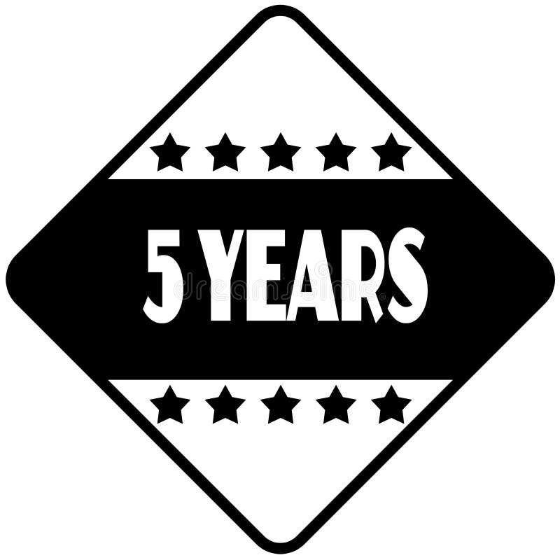5 YEARS on Black Diamond Shaped Sticker Label. Stock Illustration ...