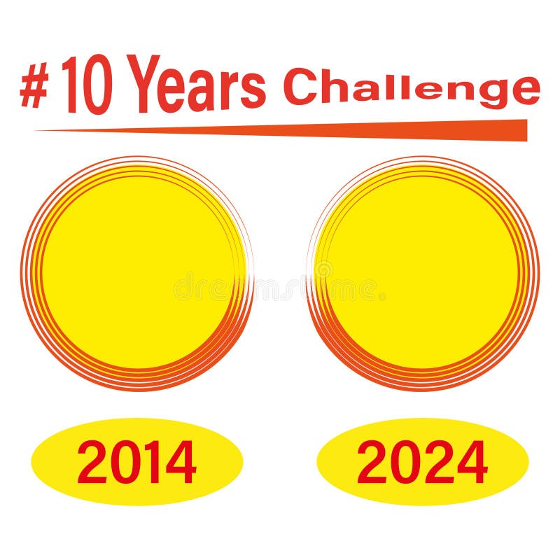 10 Years Challenge Concept. Vibrant Yellow Circles. Vector Timeline ...