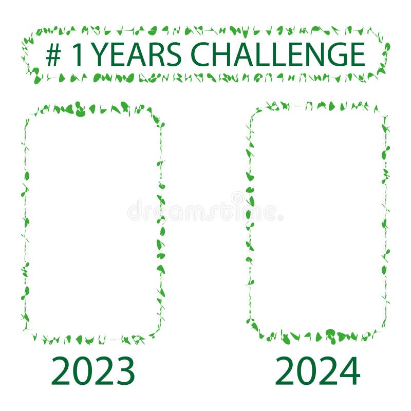 1 Years Challenge Frame. Vine Leaf Border Design. Vector Graphic ...