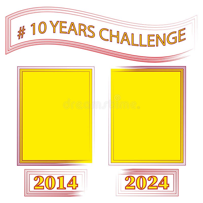 10 Years Challenge Template. Red and Yellow Frames. Comparison Layout ...