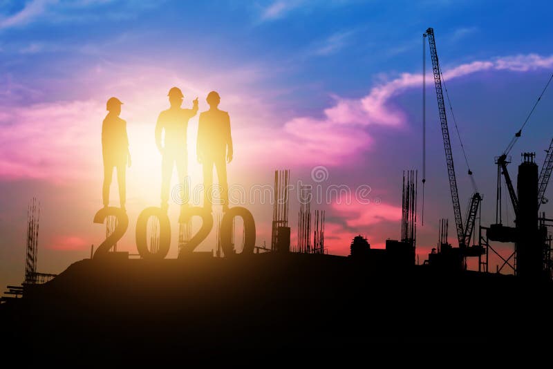 2020 Years of Construction Concept, Team of Engineer, Architecure and ...