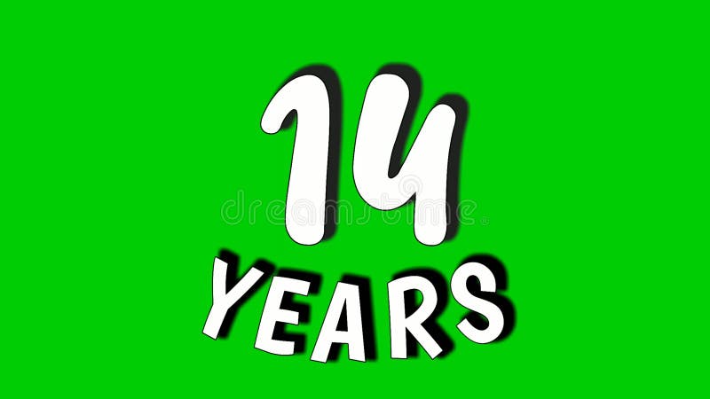 14 Years Digit Animation Motion Graphics on Green Screen Stock Video ...