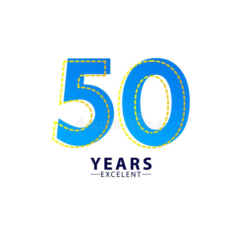 50 Years Excellent Anniversary Celebration Blue Dash Vector Template ...
