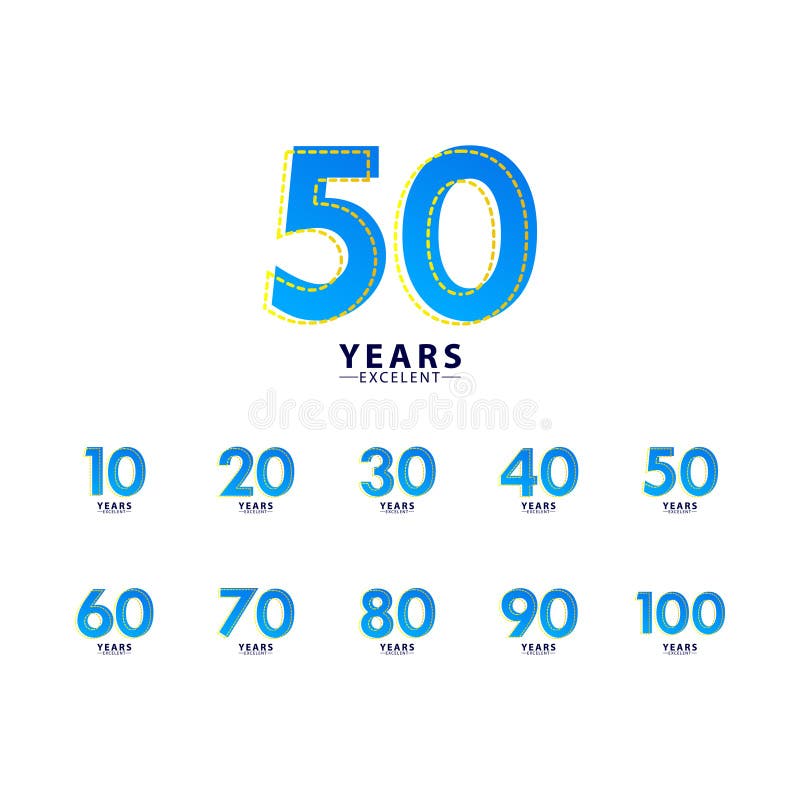50 Years Excellent Anniversary Celebration Blue Dash Vector Template ...