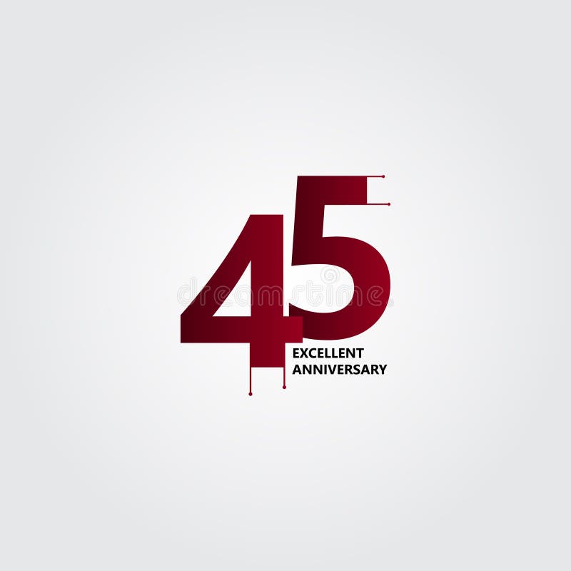 45 Years Excellent Anniversary Vector Template Design Illustration ...