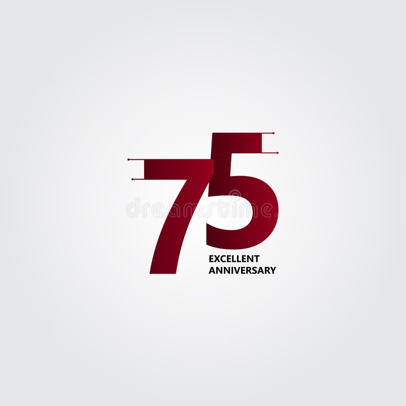 75 Years Excellent Anniversary Vector Template Design Illustration ...
