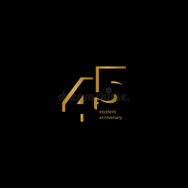 45 Years Excellent Anniversary Vector Template Design Illustration ...