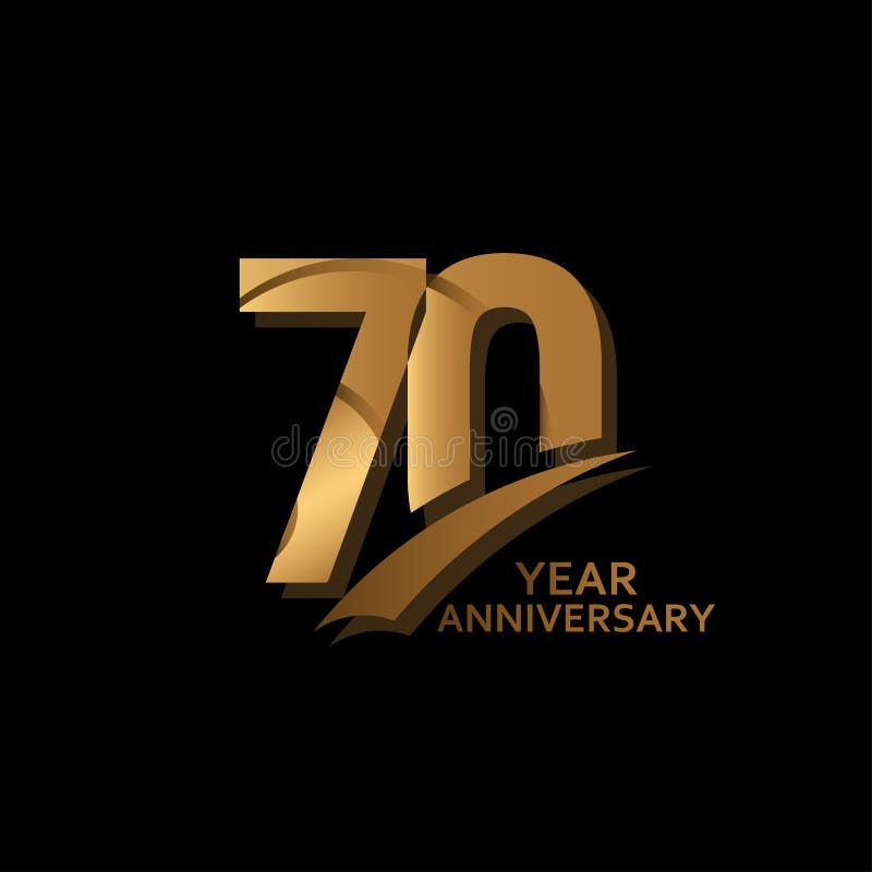 70 Years Gold Elegant Anniversary Celebration Vector Template Design ...