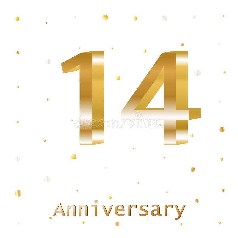 14 Years Golden Anniversary Vector Logo Design. Poster Template for ...