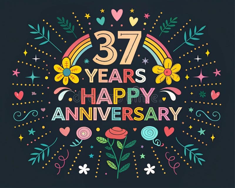 37 Years Happy Anniversary Celebration Stock Illustration ...
