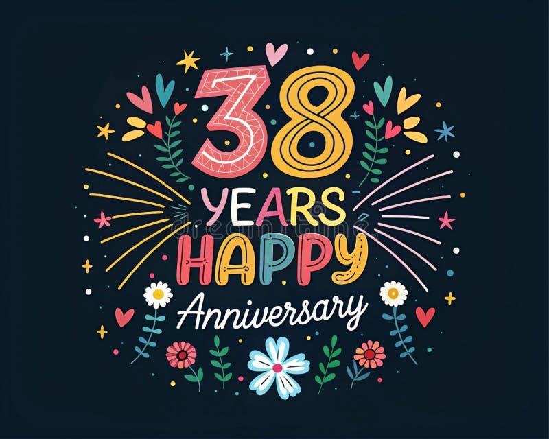 38 Years Happy Anniversary Celebration Stock Illustration ...