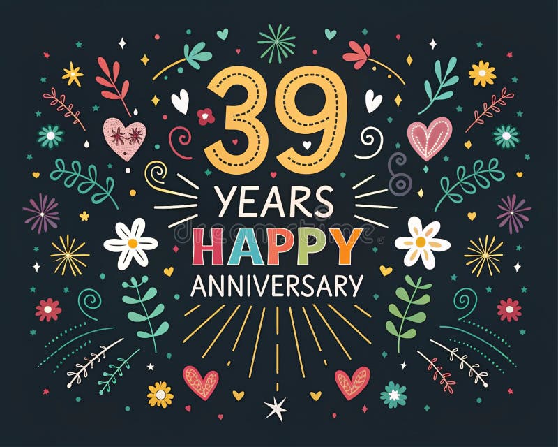 39 Years Happy Anniversary Celebration Stock Illustration ...
