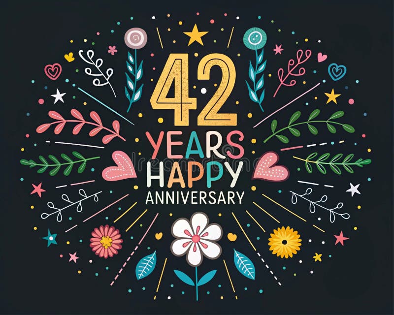 42 Years Happy Anniversary Celebration Stock Illustration ...