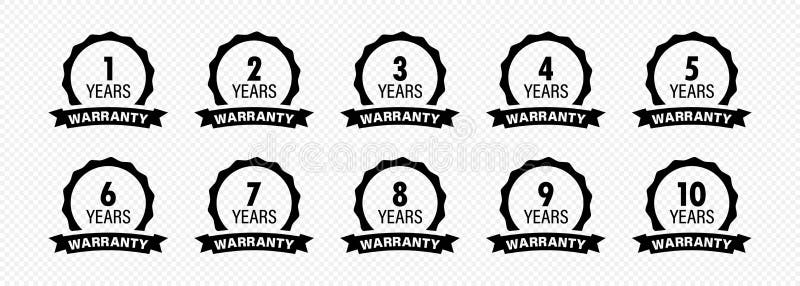 Years and Lifetime Warranty Label Icon Set. Vector on Isolated ...