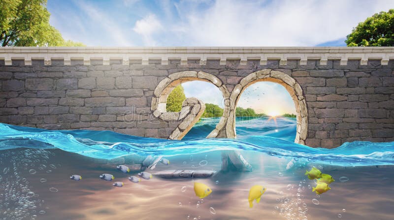 20 Years Manipulation Bridge Sea Fish Sky River Tree Stock Image ...