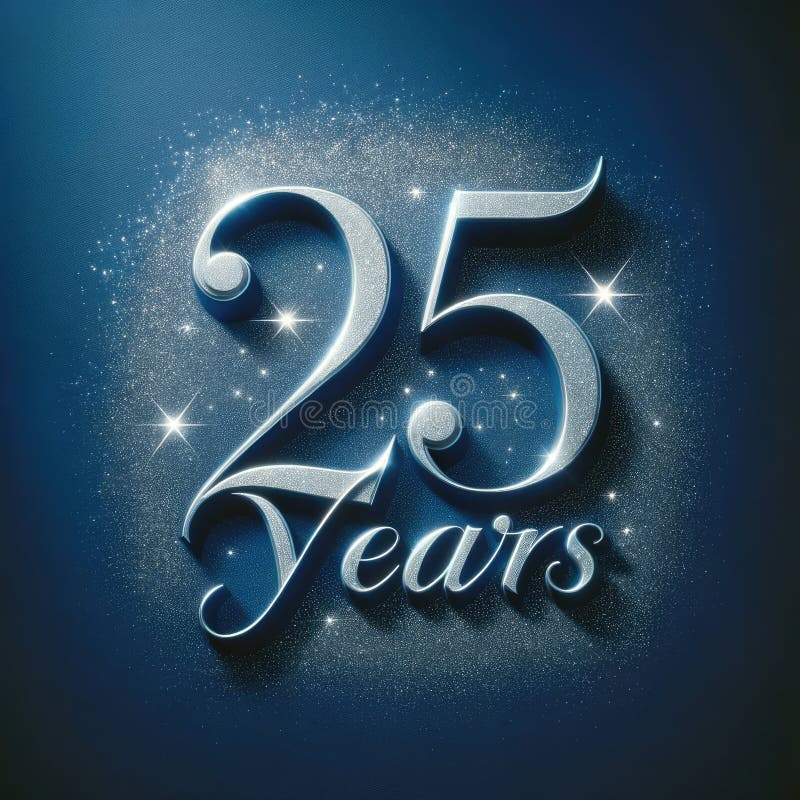 25 Years Milestone in Glittering Silver Stock Photo - Image of glitter ...