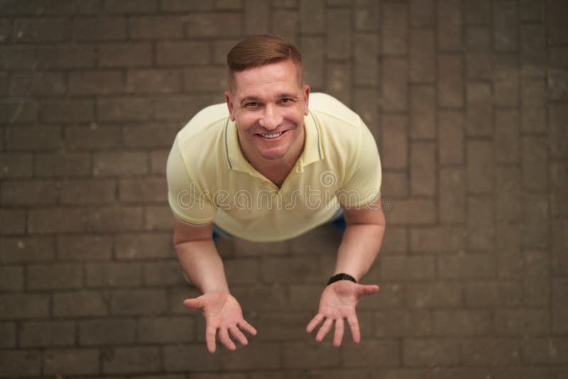 40 Years Old Man is Looking Up. Above View Stock Image - Image of face ...