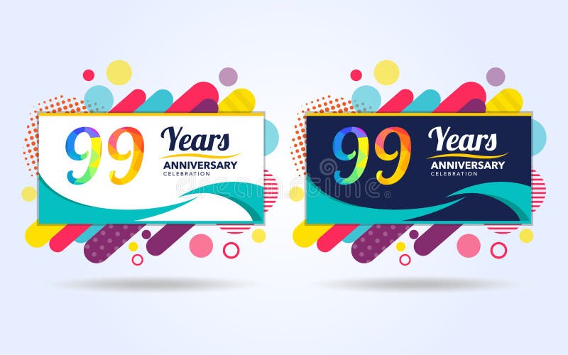99 Years Pop Anniversary Modern Design Elements, Colorful Edition ...