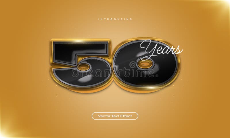 50 Years Text Style with 3D Black and Gold Effect Stock Vector ...