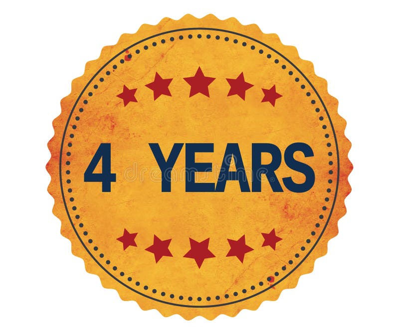 4-YEARS Text, on Vintage Yellow Sticker Stamp. Stock Illustration ...