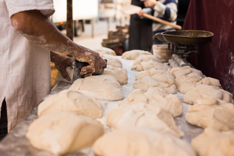 Yeast Dough on Baking Table. Cooking Process Stock Photo - Image of ...
