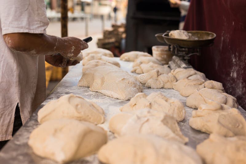 Yeast Dough on Baking Table. Cooking Process Stock Photo - Image of ...